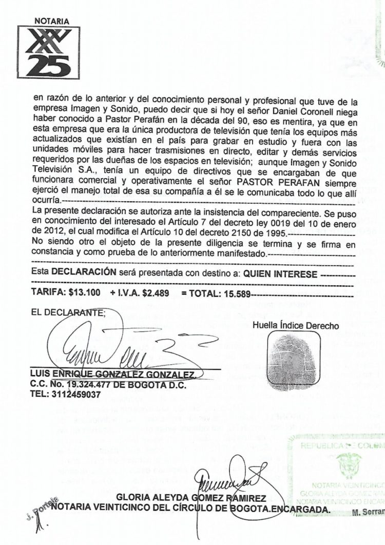 Nuevas pruebas de los vínculos entre Coronell y el narcotráficante ...